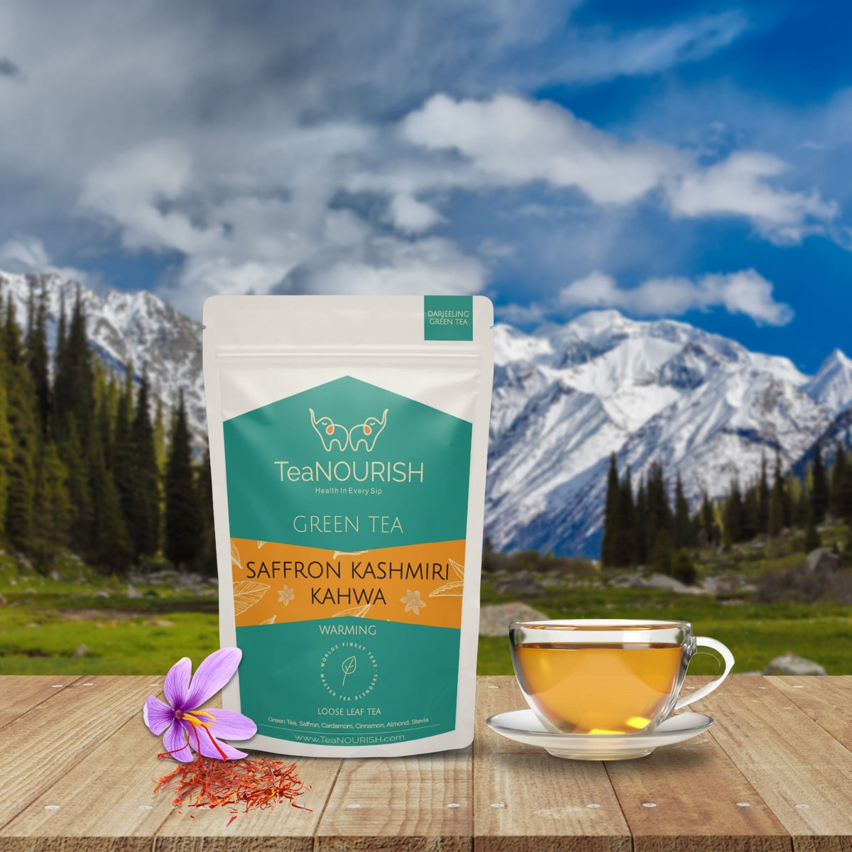 Saffron Kashmiri Kahwa Green Tea: Authentic Taste of the Himalayas ...